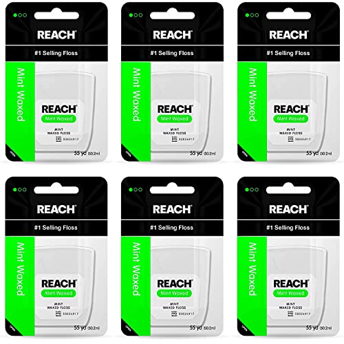 REACH Mint Waxed Floss 55 Yards (Pack of 6)