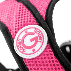 Gooby - X Harness, Small Dog Choke Free Step-in Harness with Synthetic Lambskin Soft Strap, Flamingo Pink, Large