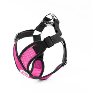 Gooby - X Harness, Small Dog Choke Free Step-in Harness with Synthetic Lambskin Soft Strap, Flamingo Pink, Large