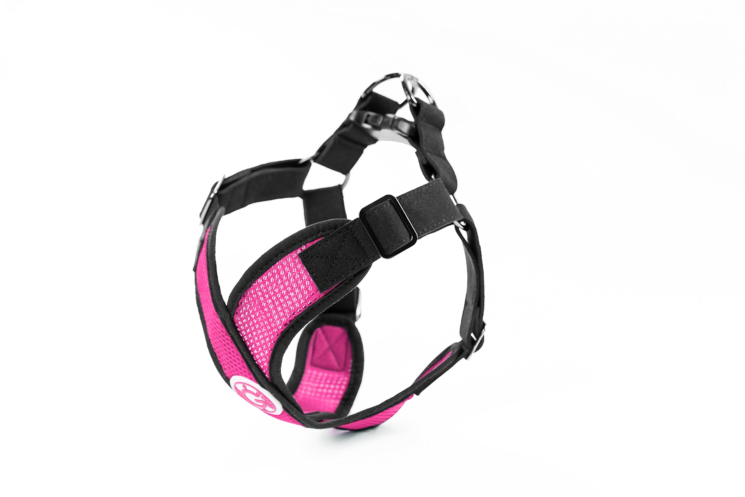 Gooby - X Harness, Small Dog Choke Free Step-in Harness with Synthetic Lambskin Soft Strap, Flamingo Pink, Large