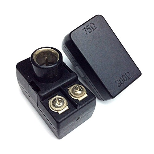 CESS F-Type Balun 300-75 ohm TV Connector Antenna Matching Transformer - F 300/75 ohm Plug (2 Pack)