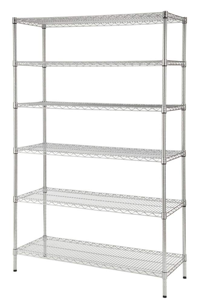 HDX 48 in. W x 72 in. H x 18 in. D Decorative Wire Chrome Finish Commercial Shelving Unit