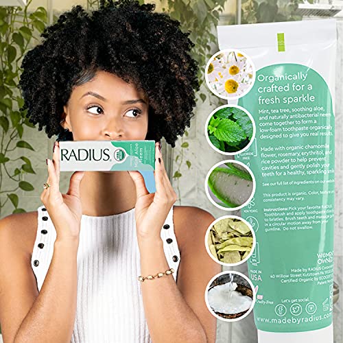 RADIUS USDA Organic Toothpaste 3oz Non Toxic Chemical-Free Gluten-Free Designed to Improve Gum Health & Prevent Cavity - Mint Aloe Neem - Pack of 1