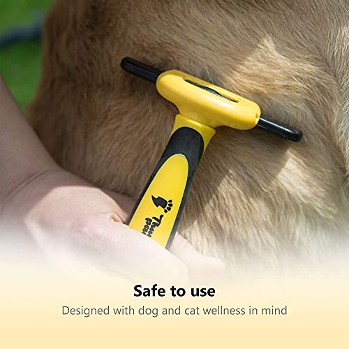 Thunderpaws Best Professional De-Shedding Tool and Pet Grooming Brush, D-Shedz for Breeds of Dogs, Cats with Short or Long Hair, Small, Medium and Large (Yellow)