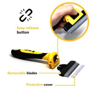 Thunderpaws Best Professional De-Shedding Tool and Pet Grooming Brush, D-Shedz for Breeds of Dogs, Cats with Short or Long Hair, Small, Medium and Large (Yellow)