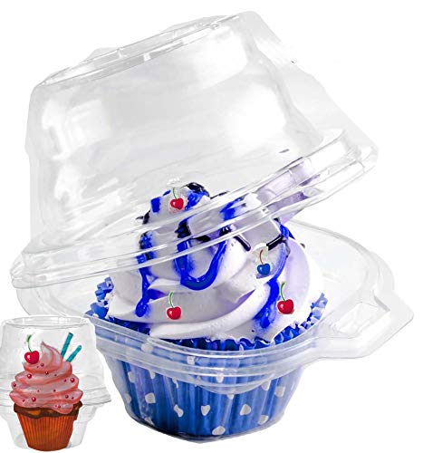 pack of 50 individual cupcake containers Strong and Sturdy Clear Plastic Cupcake Muffin Containers disposable 1 Compartment cupcake containers Cupcake Carrier Holder single cupcake favor box plastic