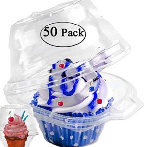 pack of 50 individual cupcake containers Strong and Sturdy Clear Plastic Cupcake Muffin Containers disposable 1 Compartment cupcake containers Cupcake Carrier Holder single cupcake favor box plastic