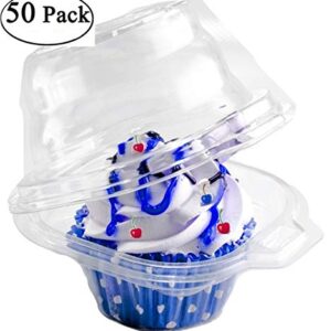 pack of 50 individual cupcake containers Strong and Sturdy Clear Plastic Cupcake Muffin Containers disposable 1 Compartment cupcake containers Cupcake Carrier Holder single cupcake favor box plastic