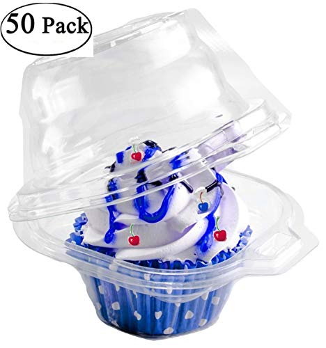 pack of 50 individual cupcake containers Strong and Sturdy Clear Plastic Cupcake Muffin Containers disposable 1 Compartment cupcake containers Cupcake Carrier Holder single cupcake favor box plastic