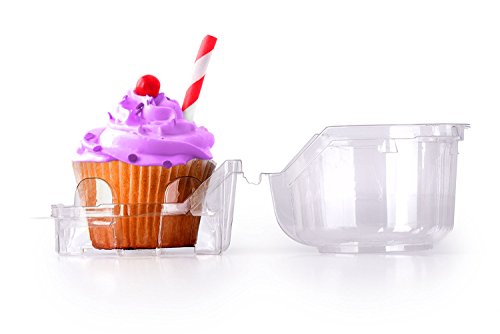 pack of 50 individual cupcake containers Strong and Sturdy Clear Plastic Cupcake Muffin Containers disposable 1 Compartment cupcake containers Cupcake Carrier Holder single cupcake favor box plastic