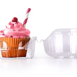 pack of 50 individual cupcake containers Strong and Sturdy Clear Plastic Cupcake Muffin Containers disposable 1 Compartment cupcake containers Cupcake Carrier Holder single cupcake favor box plastic