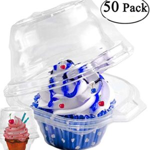 pack of 50 individual cupcake containers Strong and Sturdy Clear Plastic Cupcake Muffin Containers disposable 1 Compartment cupcake containers Cupcake Carrier Holder single cupcake favor box plastic