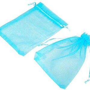 G2PLUS 4''X6 Organza Bags,100PCS 10X15CM Drawstring Organza Jewelry Favor Pouches Wedding Party Festival Gift Bags Candy Bags (Lake Blue)