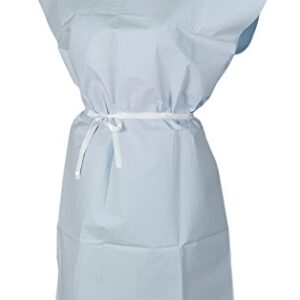 TIDI Choice Gowns, Blue (Pack of 50) - Tissue/Poly/Tissue - Open Back, Waist Tie, Short Sleeve Medical Gowns - Standard Size (30 in x 42 in) - Latex Free - Medical Supplies Made in the USA (910520)