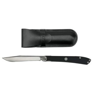 kai personal steak/gentleman's knife, manual folding japanese pocketknife with leather sheath, 3.25 inch blade, silver, black handle, kas5702, pack of 1