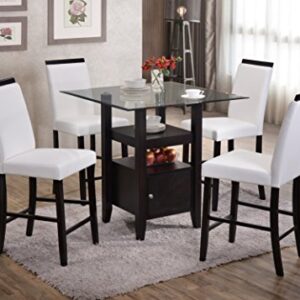 Kings Brand Furniture - 5-Piece Counter Height Dining Set, Table & 4 Chairs (White)