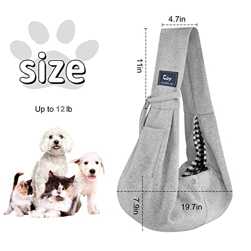 Cuby Dog and Cat Sling Carrier – Hands Free Reversible Pet Papoose Bag - Soft Pouch and Tote Design – Suitable for Puppy, Small Dogs, and Cats for Outdoor Travel (Classic Grey)