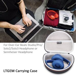 LTGEM Case for Beats Solo 2 / Beats Solo 3 / Beats Studio 3 Headphones, Hard Storage Travel Protective Carrying Bag, Grey