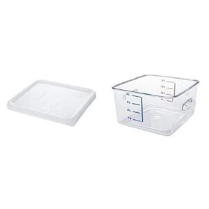 rubbermaid commercial carb-x space saving food service container, 4 quart clear with white lid (fg630400clr and fg650900wht)