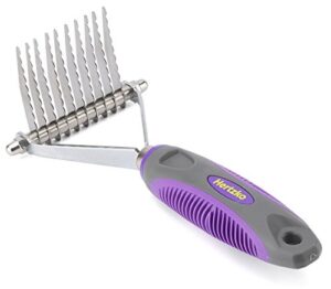 hertzko pet undercoat dematting comb for dogs cats - undercoat rake grooming brush with safety edges - deshedding tool great for cutting and removing dead, matted or knotted hair, shedding combs