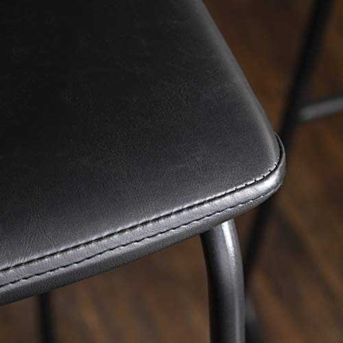 Walker Edison Douglas Urban Industrial Faux Leather Armless Bar Chairs, Set of 2, Black