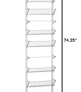 8 tier, Over the Door Organizer - Hanging Wall Rack for Closet, Bathroom, or Kitchen Organization and Storage - Metal Pantry Shelves by Home-Complete (White)