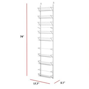 8 tier, Over the Door Organizer - Hanging Wall Rack for Closet, Bathroom, or Kitchen Organization and Storage - Metal Pantry Shelves by Home-Complete (White)