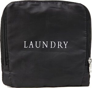 miamica foldable travel laundry bag, black & white – measures 21” x 22” when fully opened – foldable laundry bag with drawstring closure – durable, lightweight travel accessories