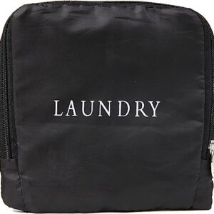 Miamica Foldable Travel Laundry Bag, Black & White – Measures 21” x 22” When Fully Opened – Foldable Laundry Bag with Drawstring Closure – Durable, Lightweight Travel Accessories