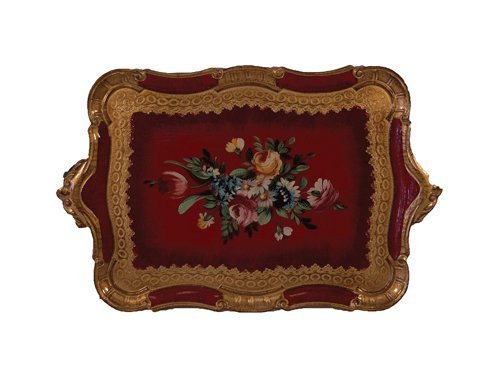 Pescarresi Florentine Tray Wood 21" X 14" hand made and painted in Italy