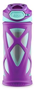 zulu echo bpa-free vacuum insulated stainless steel water bottle with flip straw, purple, 12 oz.