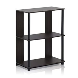 furinno jaya simple design 3-tier bookcase / bookshelf / display rack, plastic tubes, walnut