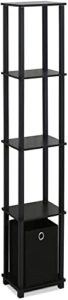 furinno decorative shelf with bin, black