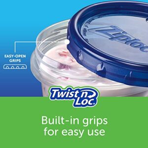 Ziploc Twist N Loc Food Storage Meal Prep Containers Reusable for Kitchen Organization, Dishwasher Safe, Small Round, 9 Count