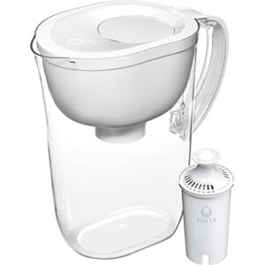 brita large water filter pitcher for tap and drinking water with 1 standard filter, lasts 2 months, 10-cup capacity, bpa free, white (design may vary)