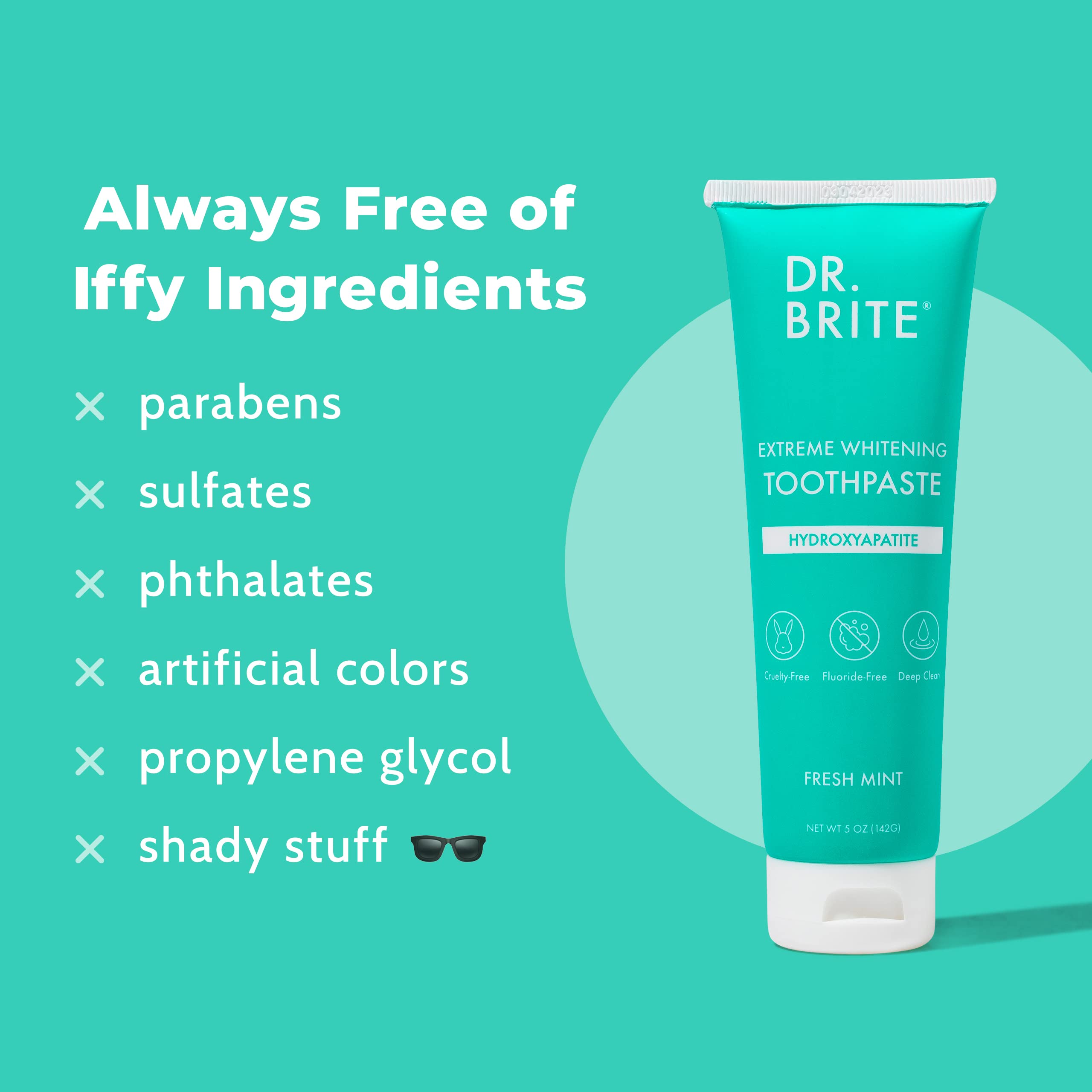 Dr. Brite Mint Natural Whitening Toothpaste with Activated Coconut Charcoal and VIT C, Mint, 5 Ounce (TRTAZ11A)