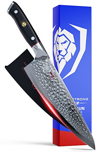 DALSTRONG Chef Knife - 8 inch Blade - Shogun Series ELITE - Damascus - Japanese AUS-10V Super Steel - G10 Black Handle - Razor Sharp Kitchen Knife - Professional Full Tang Knives Chef's Knife - Sheath