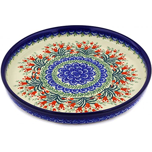 Polish Pottery Cookie Platter 10-inch Sprouting Tulips