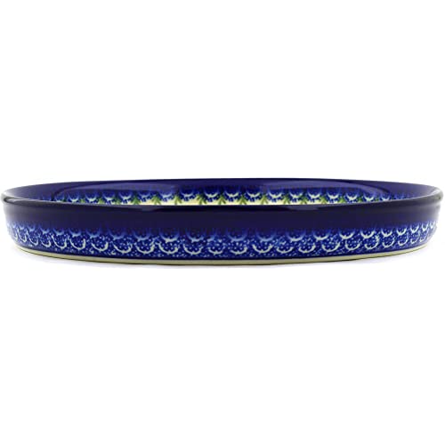 Polish Pottery Cookie Platter 10-inch Sprouting Tulips