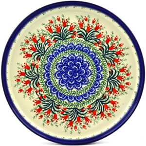 Polish Pottery Cookie Platter 10-inch Sprouting Tulips