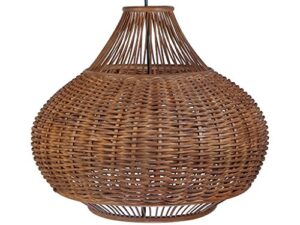 kouboo 1050064 handwoven wicker pear pendant lamp, 18" x 18" x 15", rustic brown