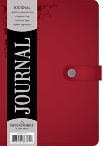 paperworks soft leatherette journal with magnetic fold-over closure, 256 lined pages, assorted color, color may vary (86049-12)