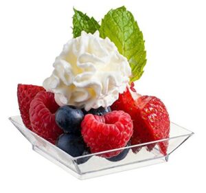 zappy 100 mini dessert plates 2.5" x 2.5" 100 square mini plates - disposable hard plastic petite tasting sample plastic mini dessert plates mini square appetizer plates clear