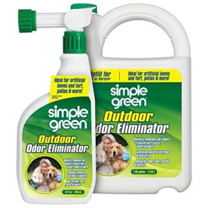 simple green outdoor odor eliminator for pets, dogs, ideal for artificial grass & patio (32 oz hose end sprayer & 1 gallon refill)