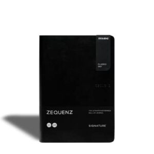 Zequenz Classic 360 Soft Cover Notebook, Soft Bound Journal, Large, Black, 5.75" x 8.25", 200 Sheets / 400 Pages, Ruled, Lined Premium Paper