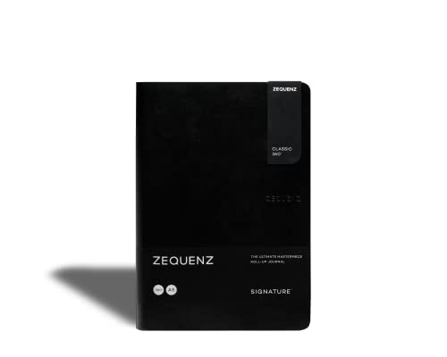 Zequenz Classic 360 Soft Cover Notebook, Soft Bound Journal, Large, Black, 5.75" x 8.25", 200 Sheets / 400 Pages, Ruled, Lined Premium Paper