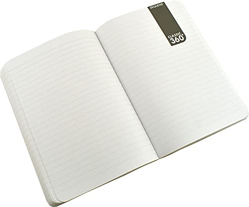 Zequenz Classic 360 Soft Cover Notebook, Soft Bound Journal, Large, Black, 5.75" x 8.25", 200 Sheets / 400 Pages, Ruled, Lined Premium Paper