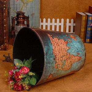 JUWA Wastebasket, Sam Young European Style World Map Pattern PU Leather Paper Basket Trash Can Dustbin Garbage Bin.