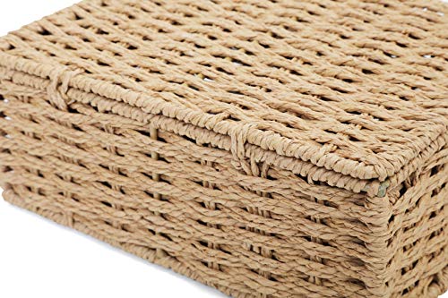 Arpan Natural Paper Rope Storage Basket Box With Lid (Small)