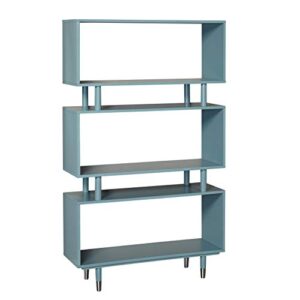 target marketing systems margo mid-century modern bookshelf, antique blue